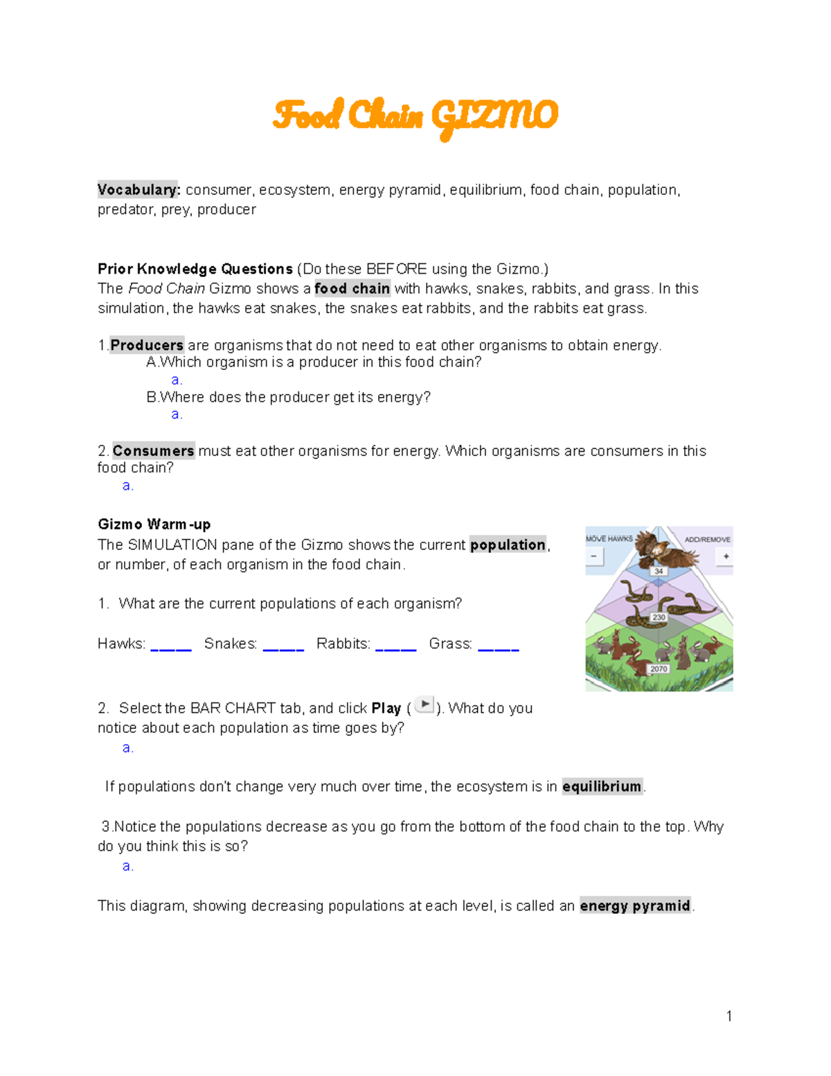 Copy of Food Chain Gizmo- student - Studocu