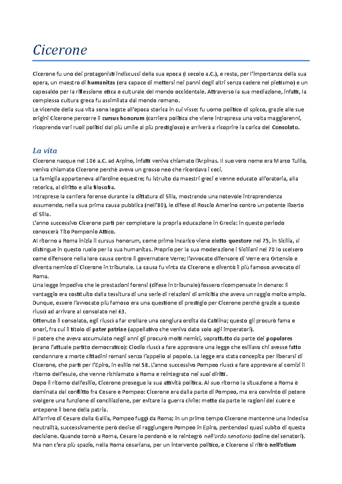 Cicerone - Cicerone Cicerone fu uno dei protagonisti indiscussi della ...