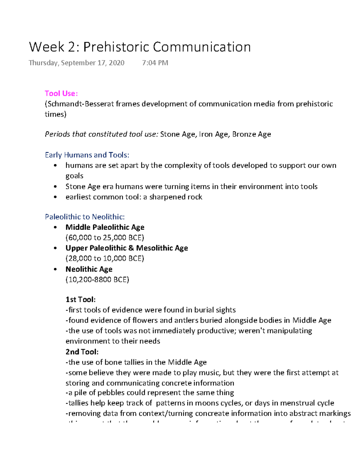 Week 2 Prehistoric Communication - Week 2: Prehistoric Communication ...