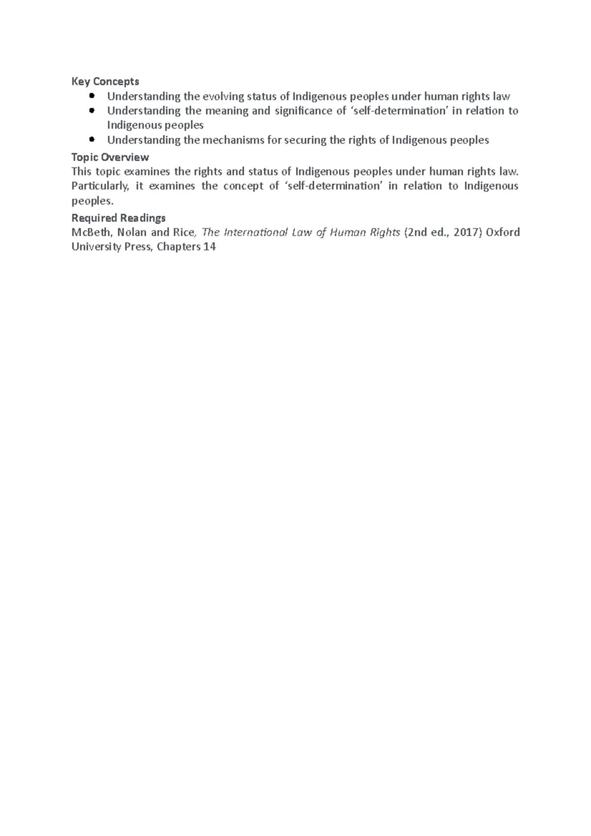 5- Session 5 - notes - Indegenous ppl self determination - Key Concepts ...