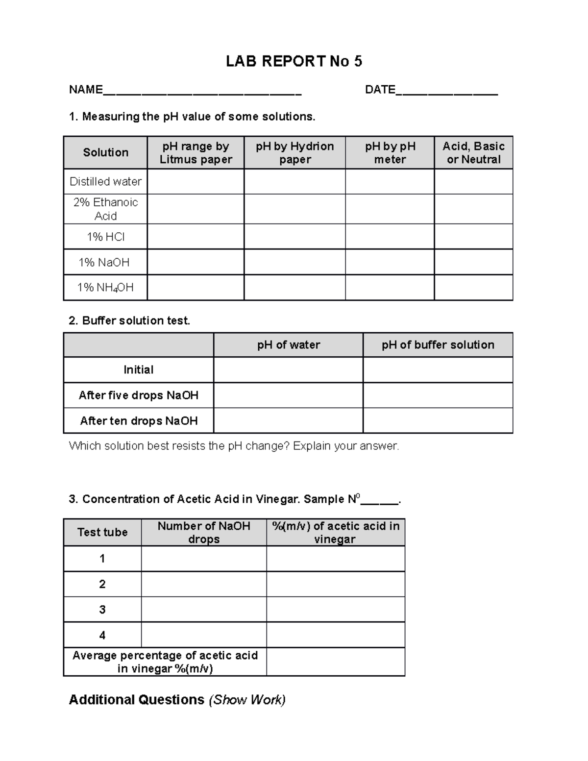 Lab Report 5 - PRACTICE PROBLEMS - LAB REPORT No 5 NAME ...