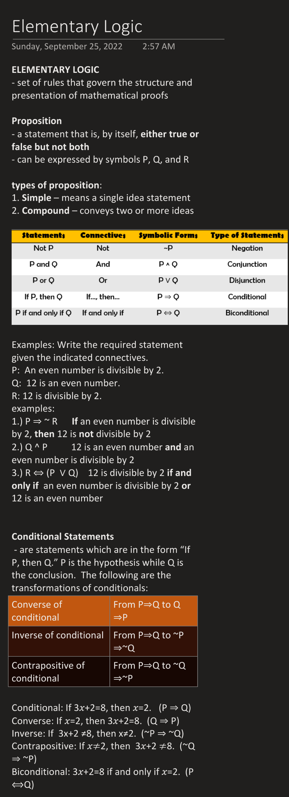 Elementary Logic - Mathematics in the Modern World - Studocu