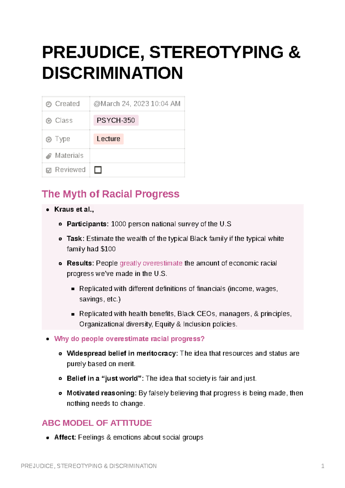 Social Psychology- Stereotyping Discrimination - PREJUDICE ...