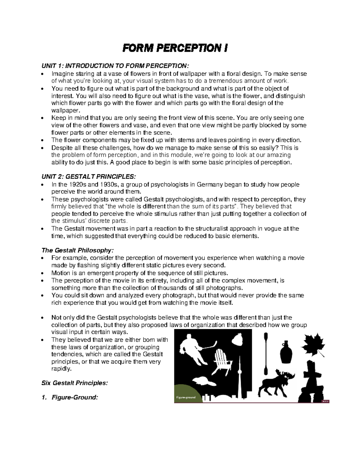 PSYCH 1XX3 FORM Perception I&II - FORM PERCEPTION I UNIT 1 ...