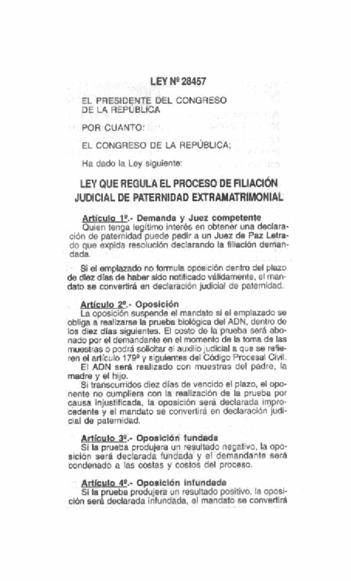 Ley 28457 Original - jknakjsfnas - Derecho de Obligaciones - Uwiener ...