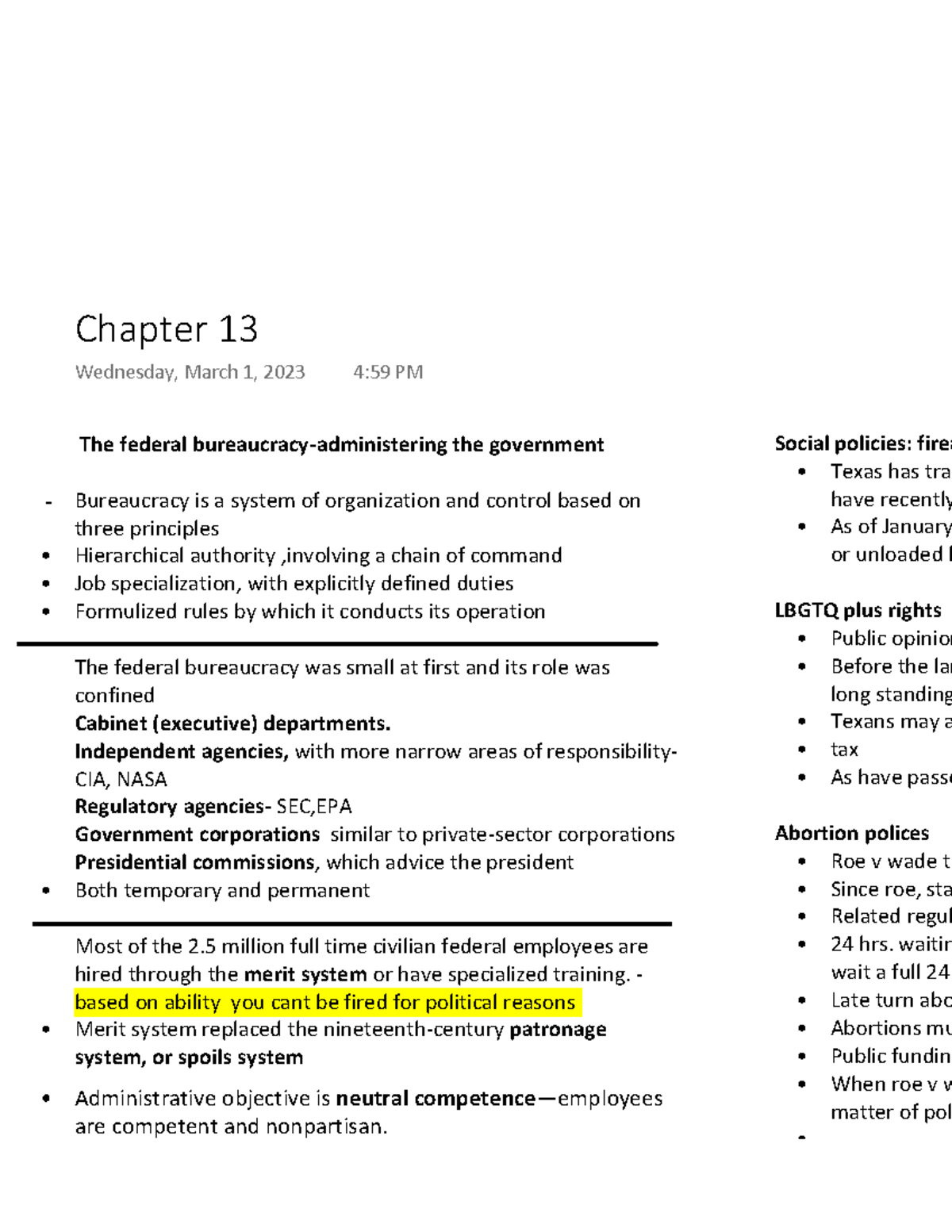 Chapter 13 POSI - my notes - The federal bureaucracy-administering the ...