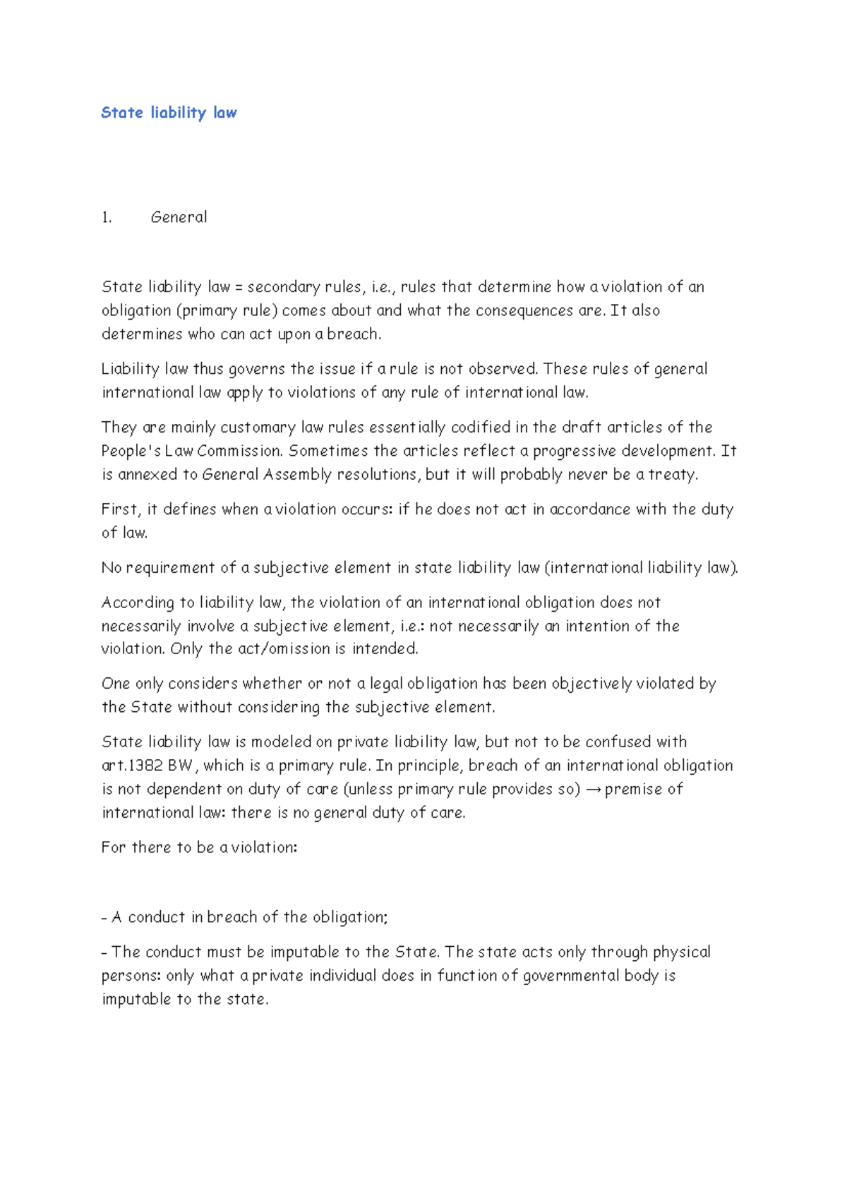 State liability law 11 - Introduction To International Law - State ...