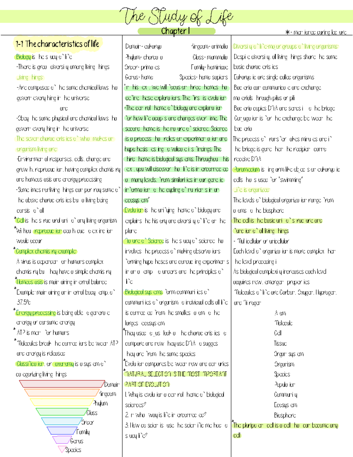 Biol-110 Principles Of Biology 1 - The Study of Life Chapter l 1 - 1 ...