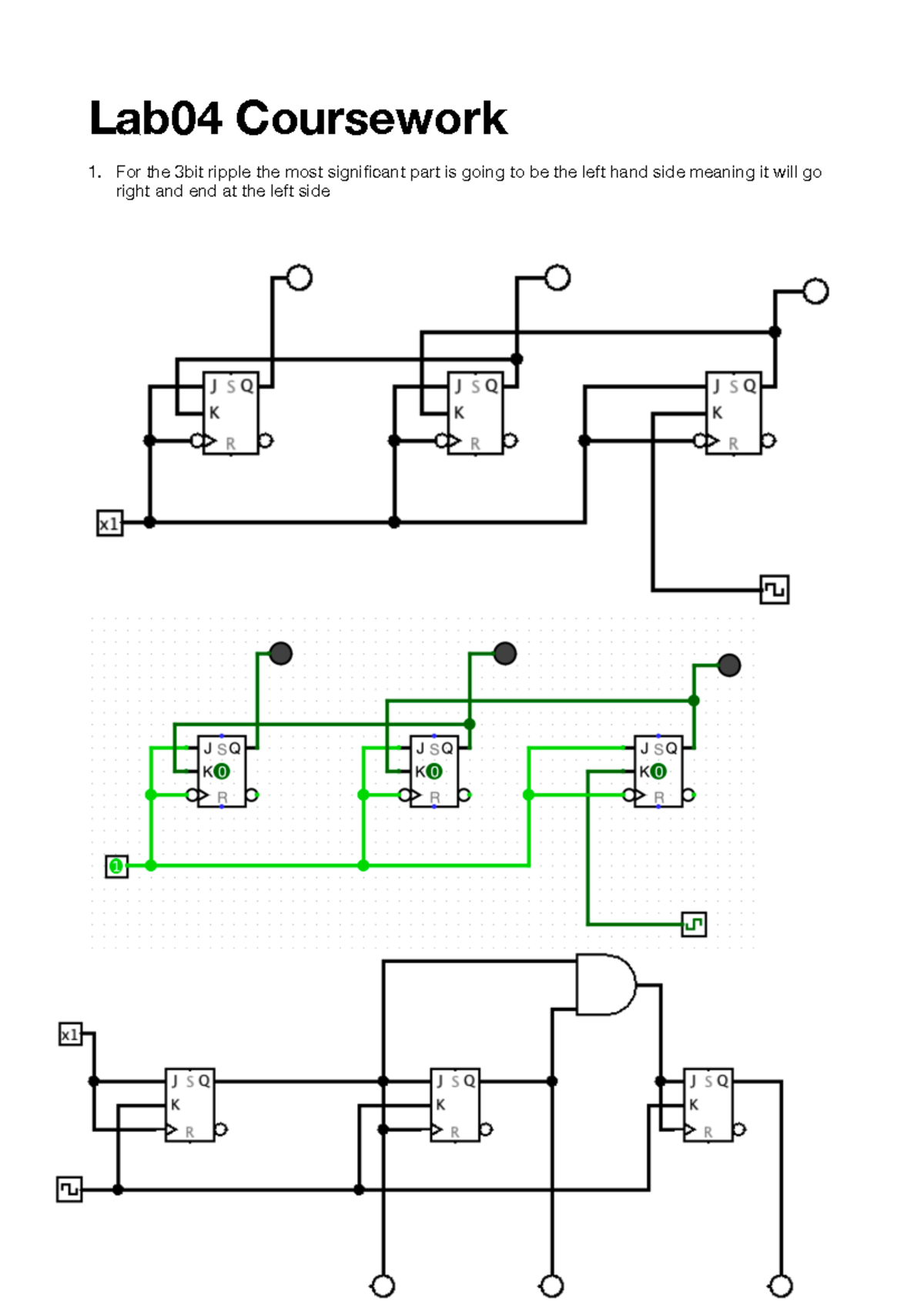 Lab4 - COS10004 - Lab04 Coursework For the 3bit ripple the most significant part is going to be ...