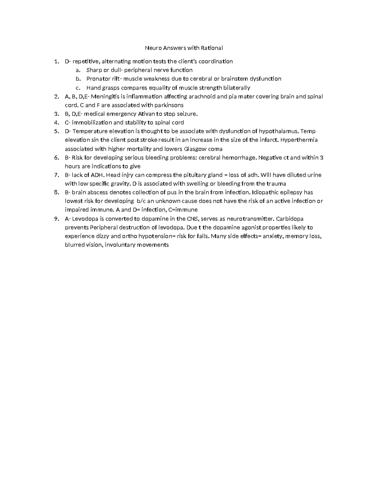 Neuro answers - med cal - Neuro Answers with Rational D- repetitive ...