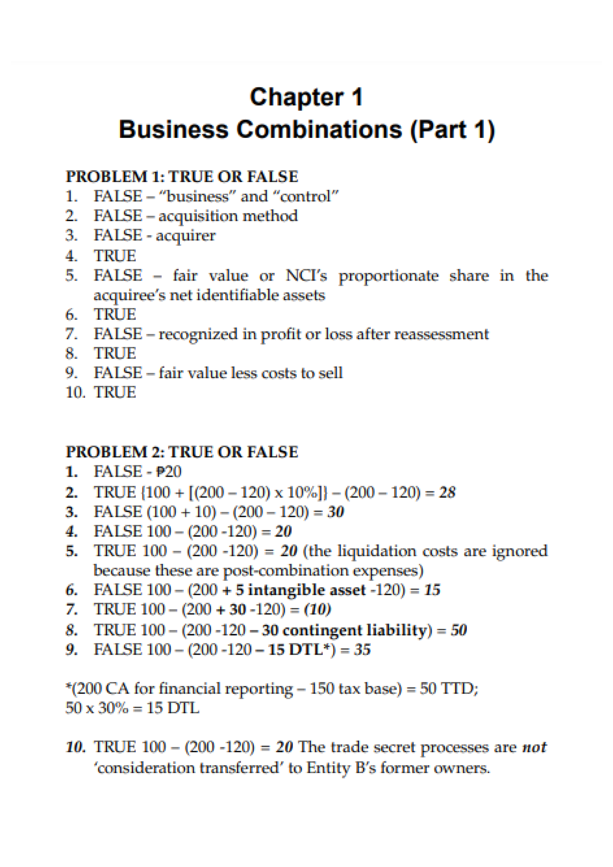 ABC Chapter 1 - Chapter 1 Business Combinations (Part 1) PROBLEM 1 ...