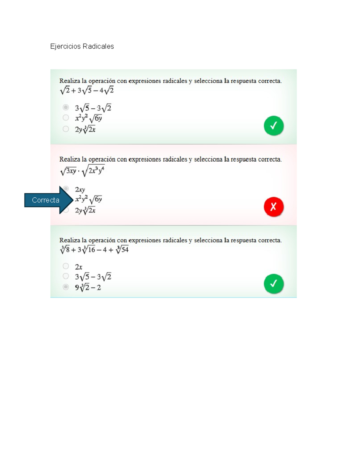 Ejercicios Radicales - x2y2 V6y Realiza la operación con expresiones ...