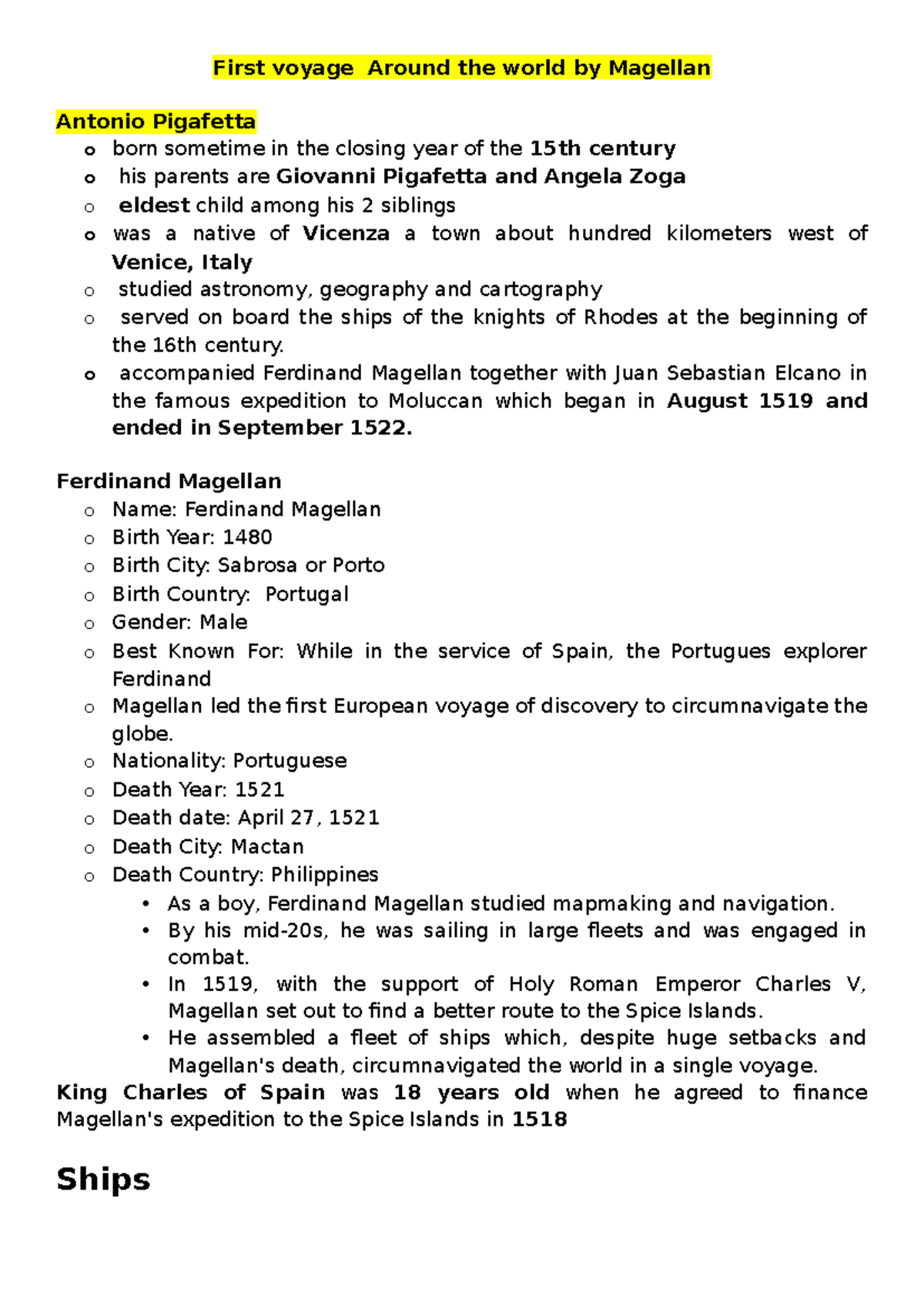 Ferdinand-Magellan - to learn - First voyage Around the world by ...