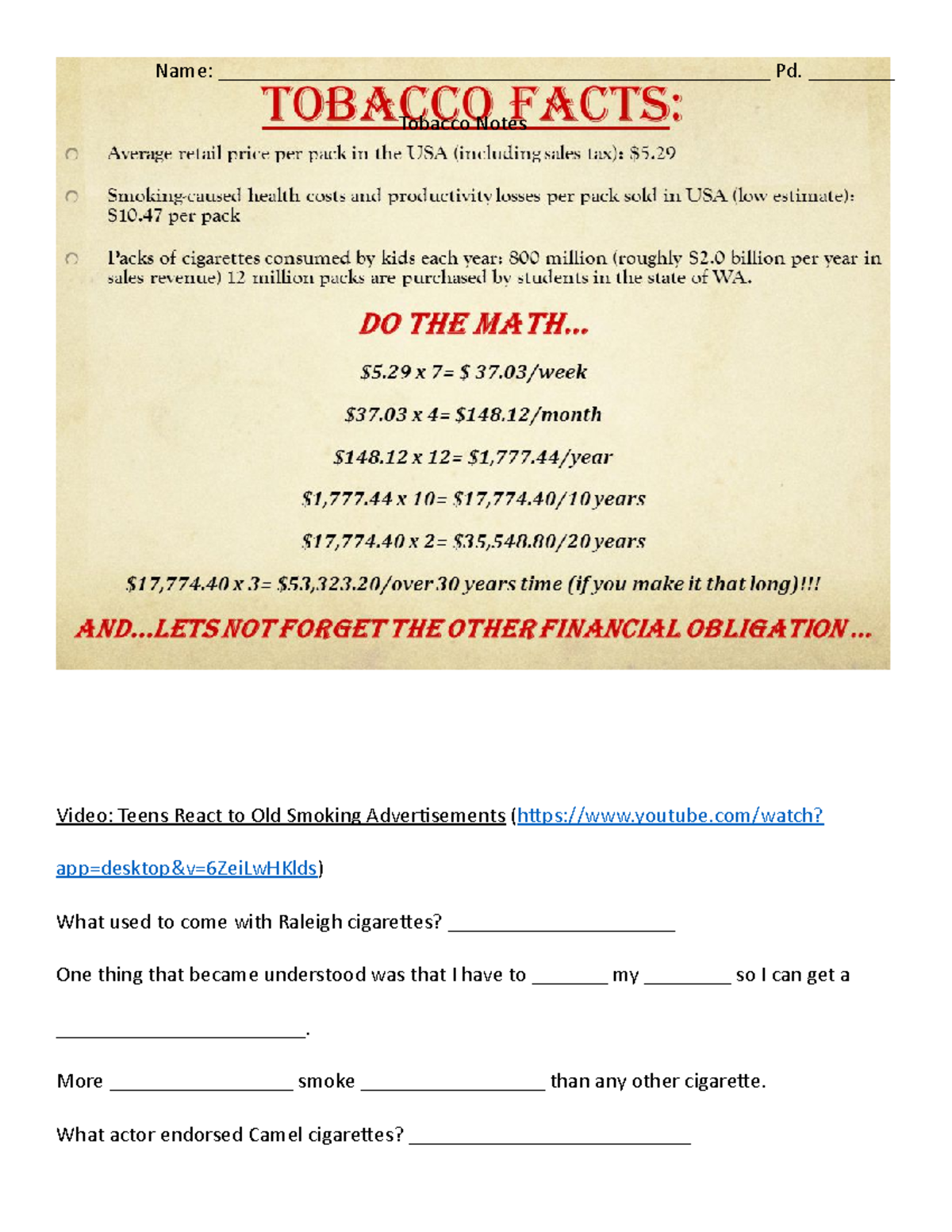 Tobacco Notes - Name ...