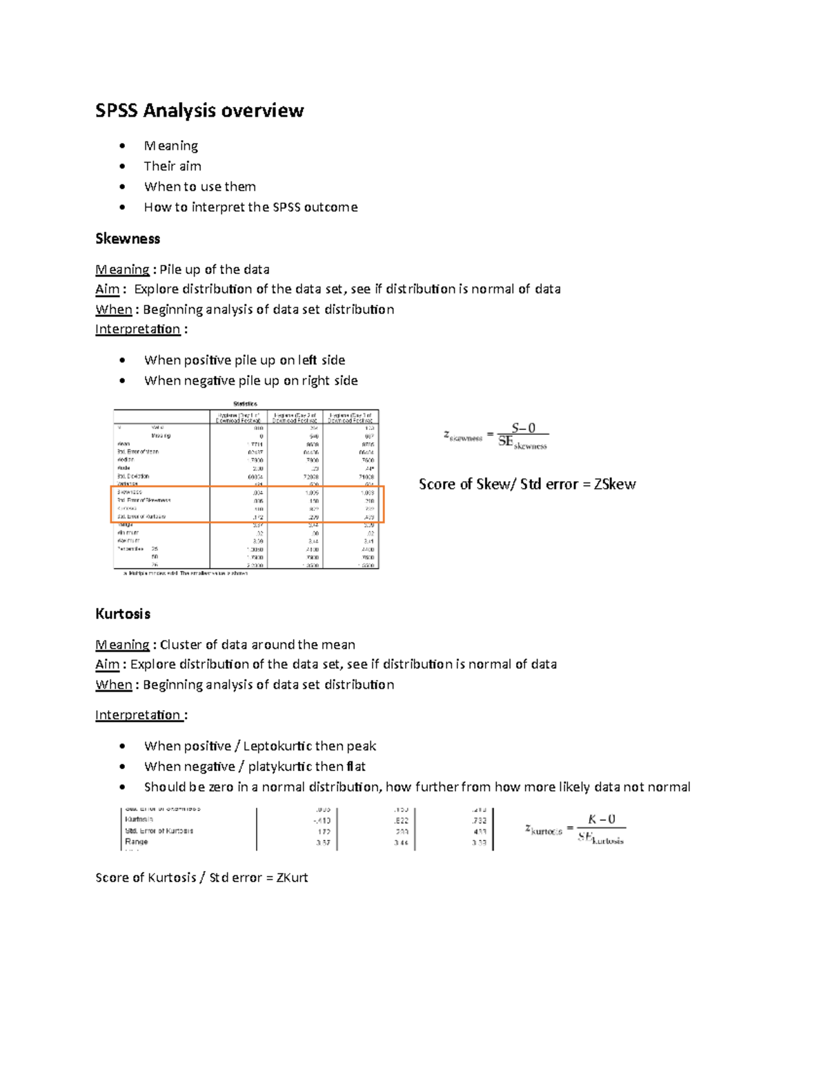 SPD-QN-SPSS Analysis overview - SPSS Analysis overview Meaning Their aim When to use them How to ...