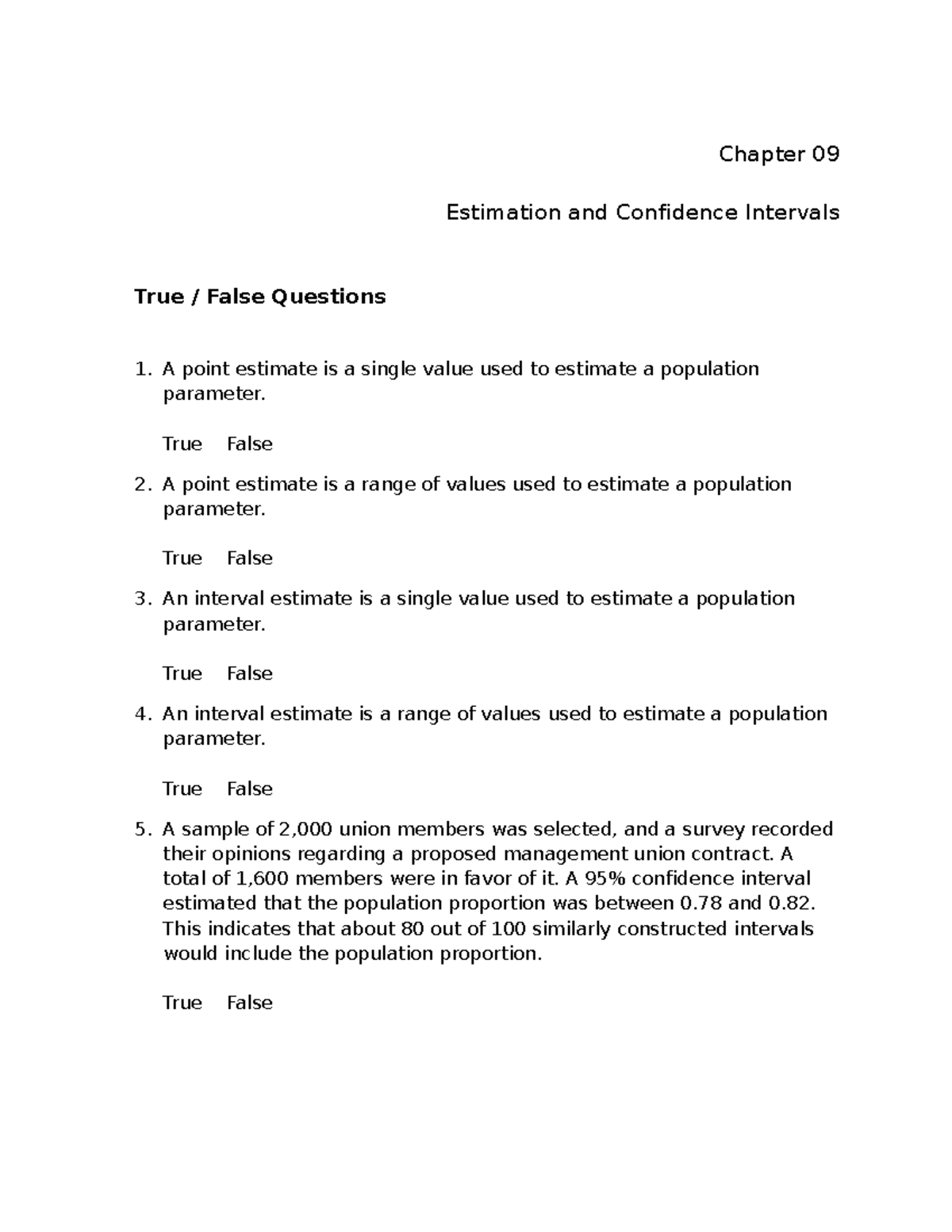 Chap009it is about cha1 to ch7 - Chapter 09 Estimation and Confidence ...