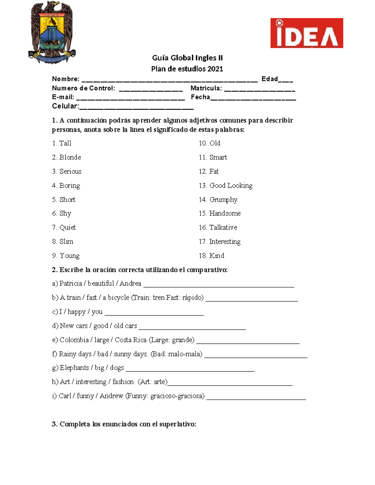 15. Inglés II - ffffffffffffffffffff - Guía Global Ingles II Plan de ...