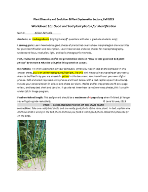 Plant Science - Week 1 Lecture Notes - SYLLABUS: Teaching Methods: Each ...