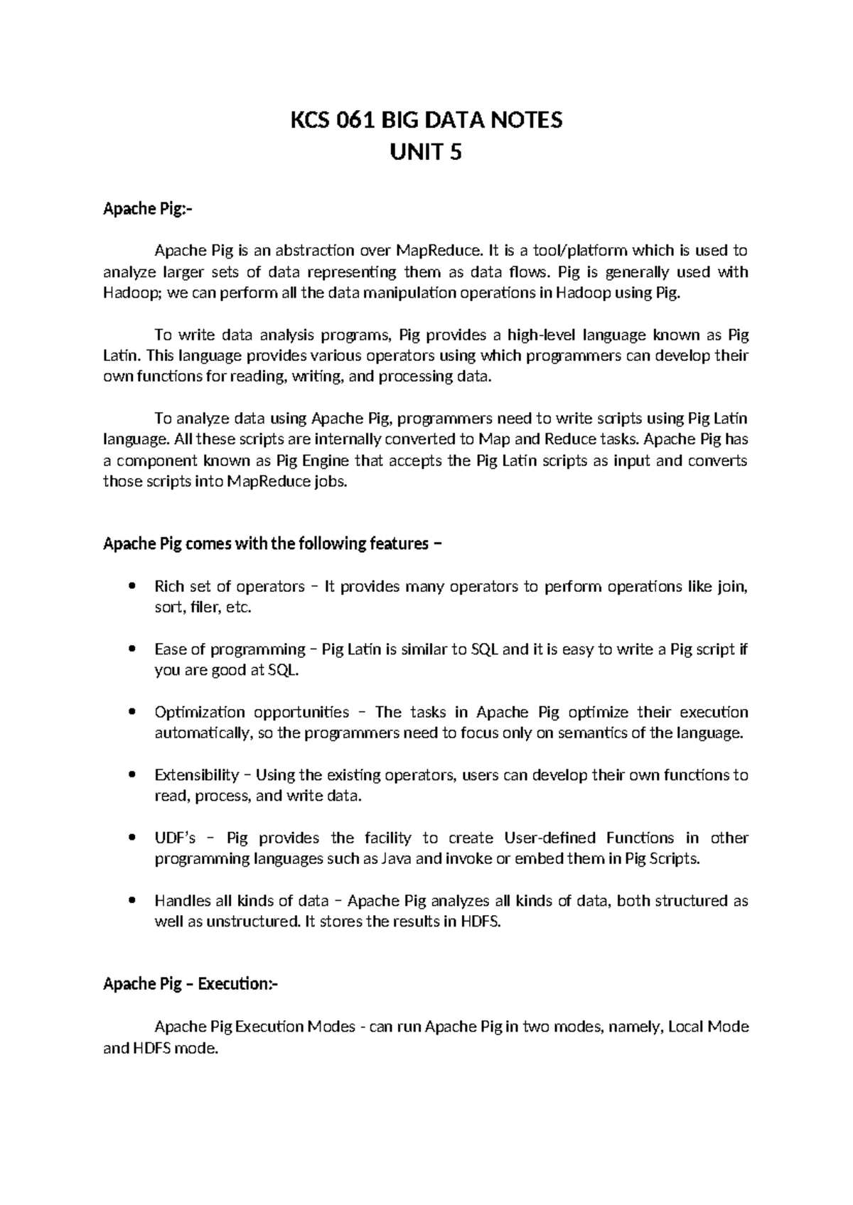 KCS 061 BIG DATA Notes UNIT 5 - KCS 061 BIG DATA NOTES UNIT 5 Apache ...