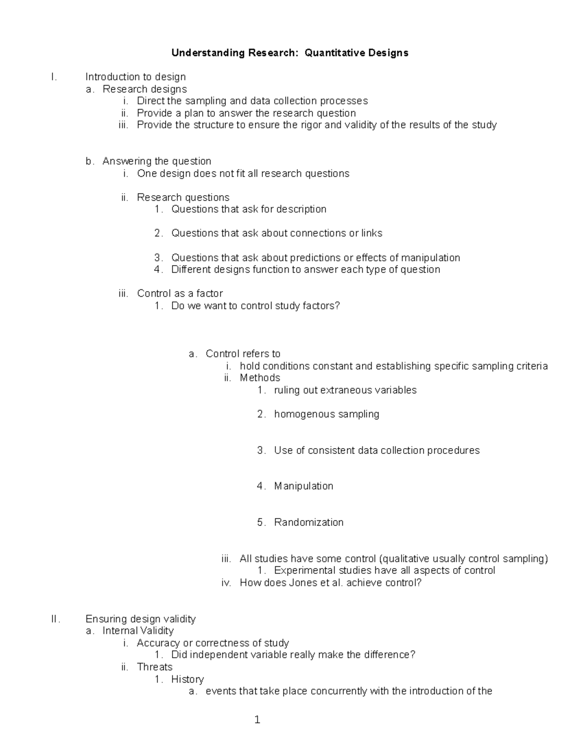 Quantitative design handout 19 - Understanding Research: Quantitative ...