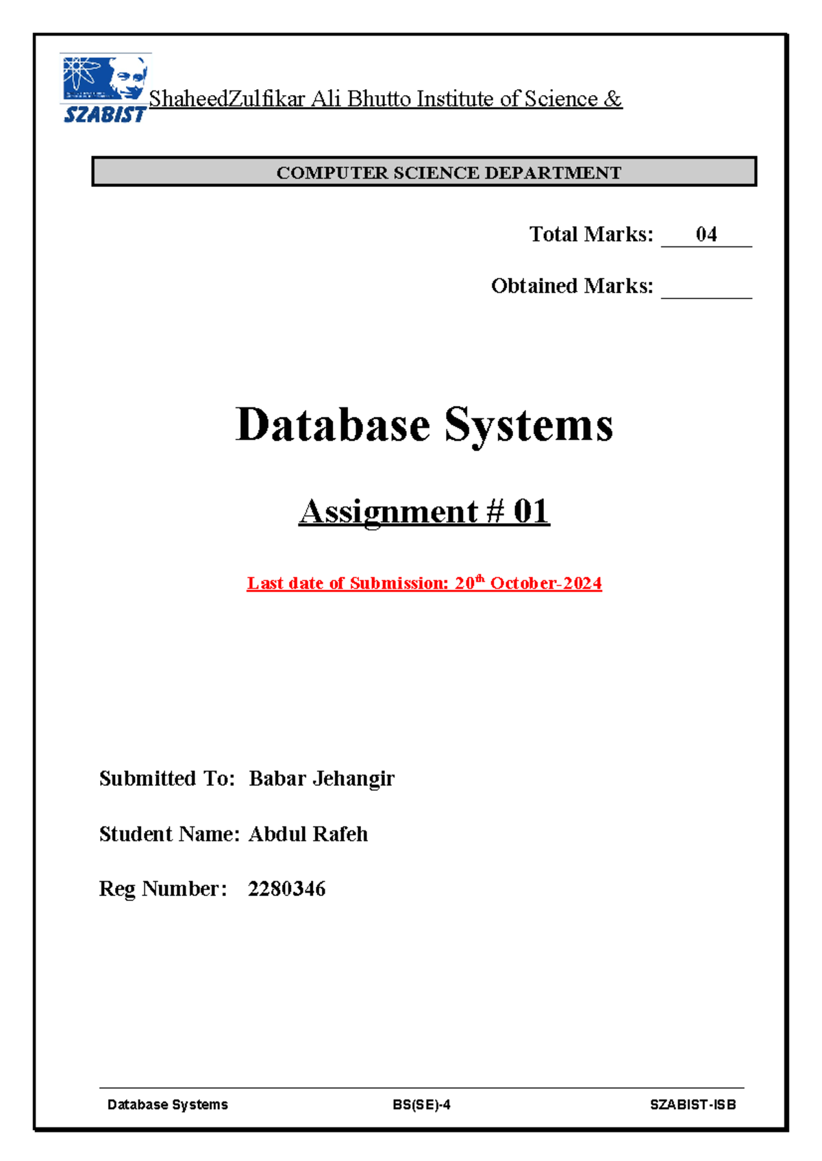 DB Assignment 01 - General Overview of the Task: The goal is to design a structured database for ...