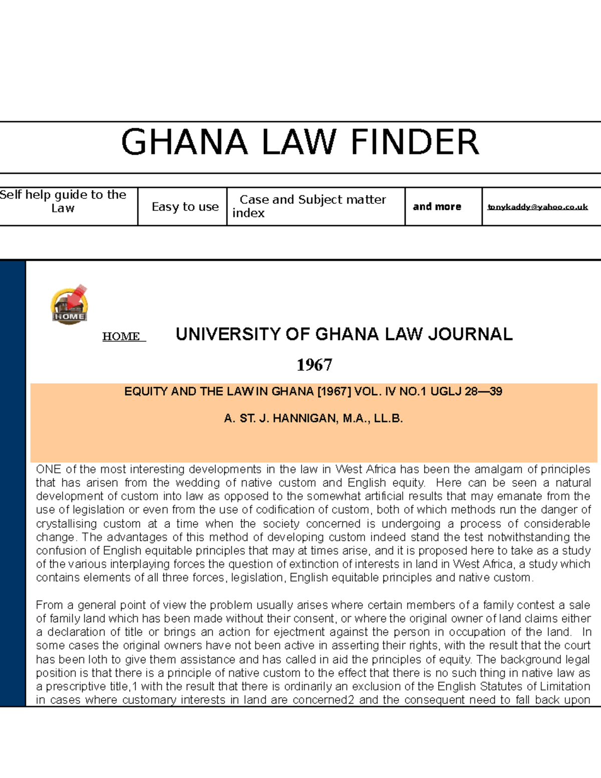 Equity and the law in Ghana - GHANA LAW FINDER help guide to the Law ...