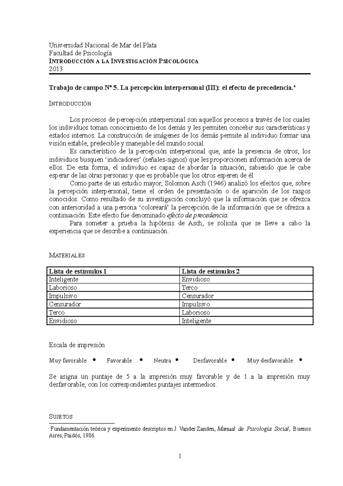 T.C. 5. Percepción interpersonal III - Universidad Nacional de Mar del ...