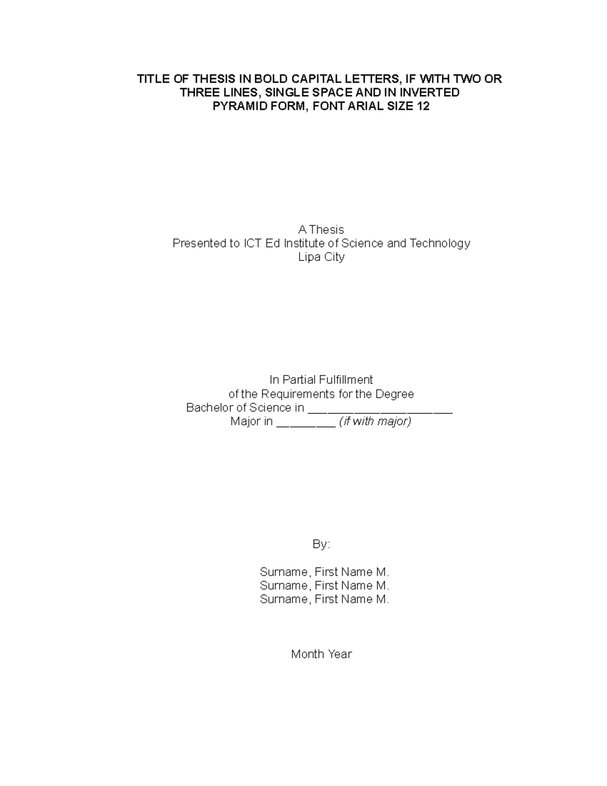 Title ICT Ed Bus Research - TITLE OF THESIS IN BOLD CAPITAL LETTERS, IF ...