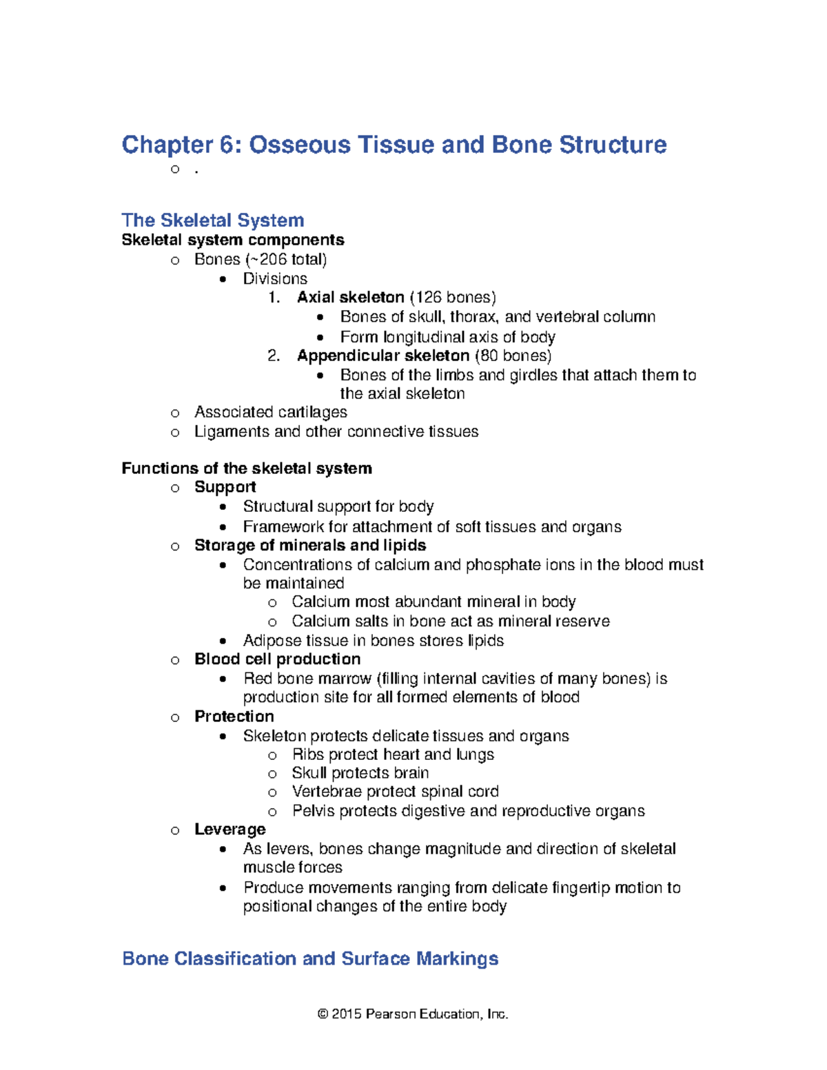 Ch 06 Review Guide - n/a - Chapter 6: Osseous Tissue and Bone Structure ...