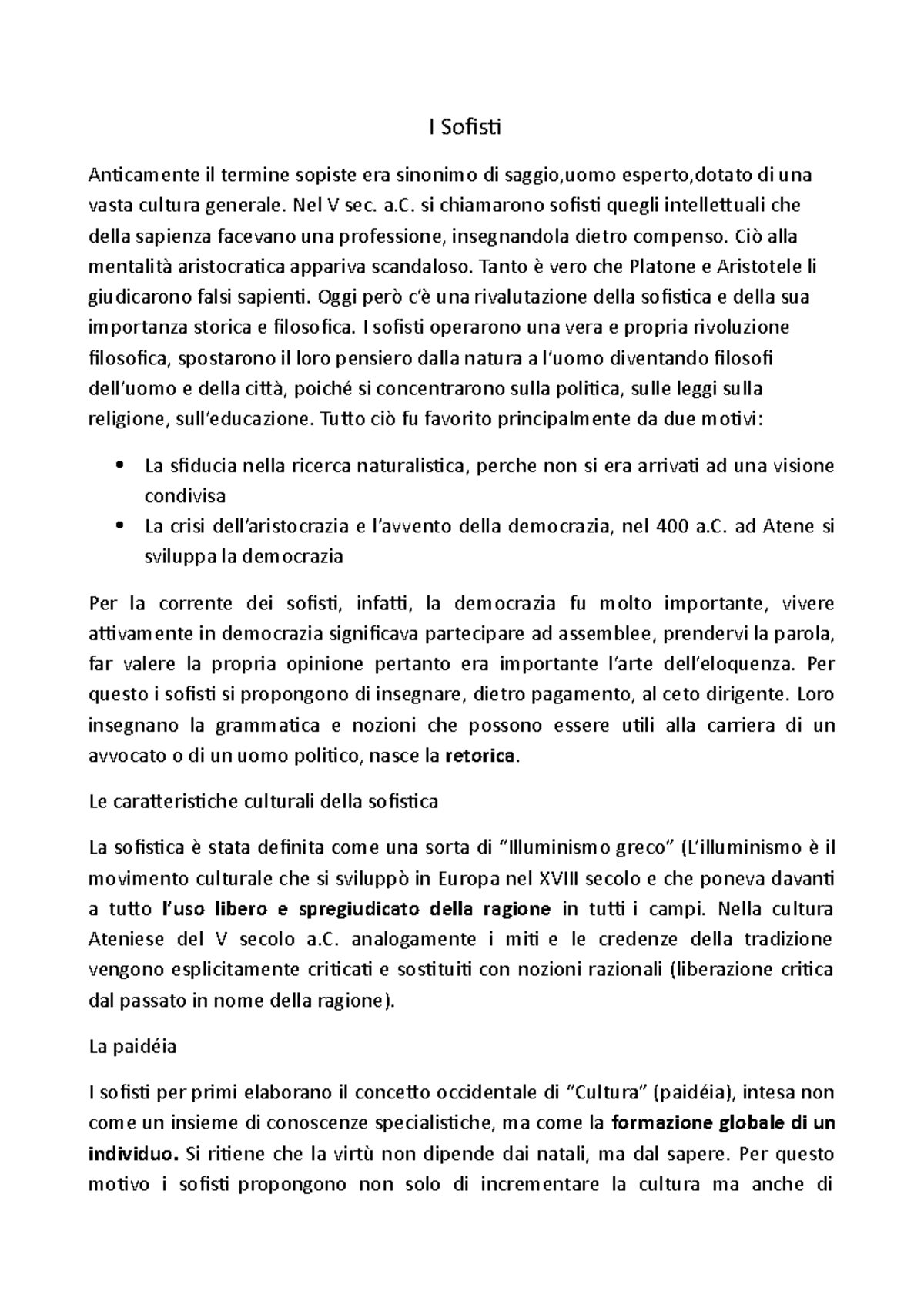 Dai Sofisti a Platone - I Sofist Antcamente il termine sopiste era sinonimo di saggio,uomo - Studocu