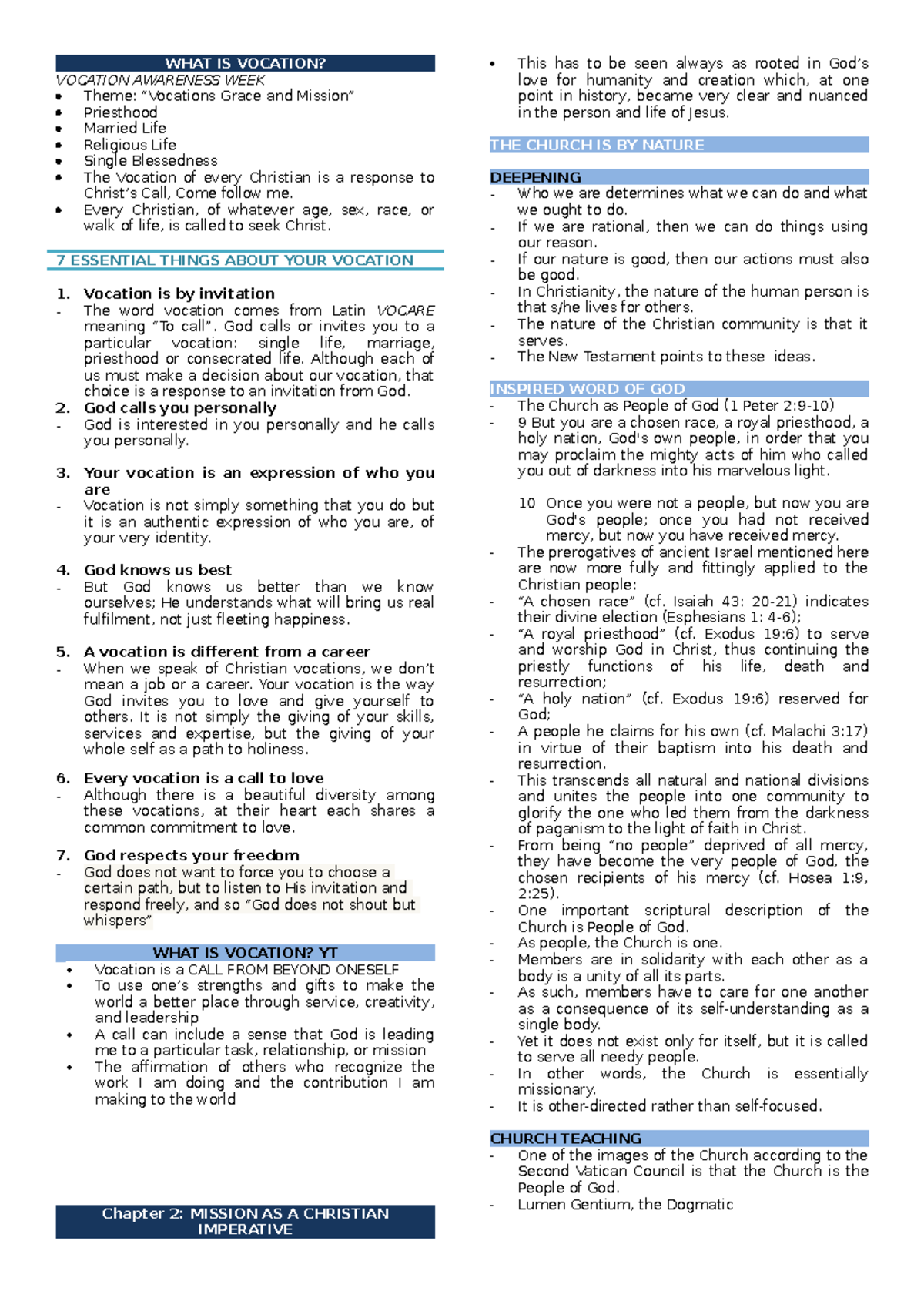 WHAT IS Vocation - CFE 3 - WHAT IS VOCATION? VOCATION AWARENESS WEEK ...