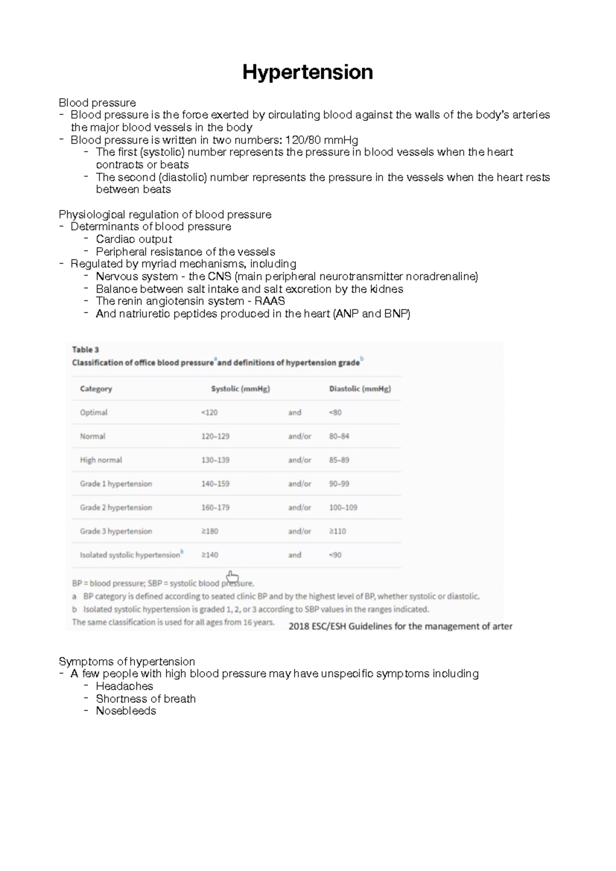 Lecture Notes on Hypertension - Hypertension Blood pressure - Blood ...