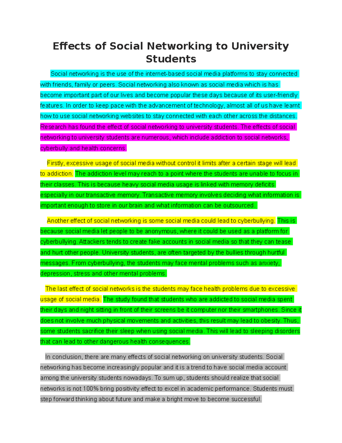 Effects of Social Networking to University Students - Effects of Social ...