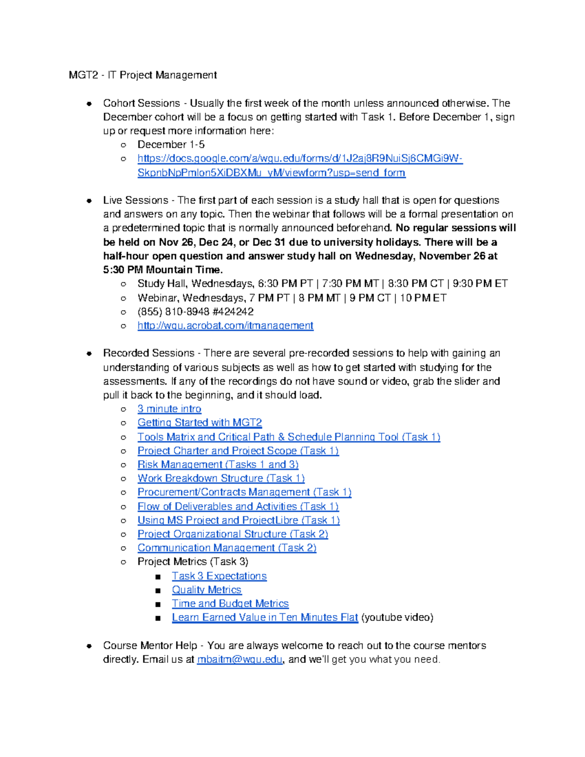 Pdfcoffee - additional information to the material. - MGT2 - IT Project Management Cohort ...