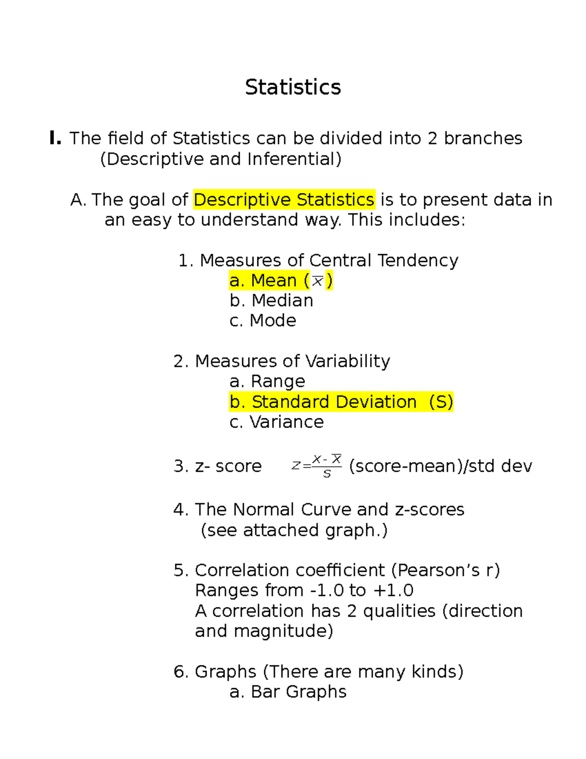 Statistics Lecture - Statistics I. The field of Statistics can be ...