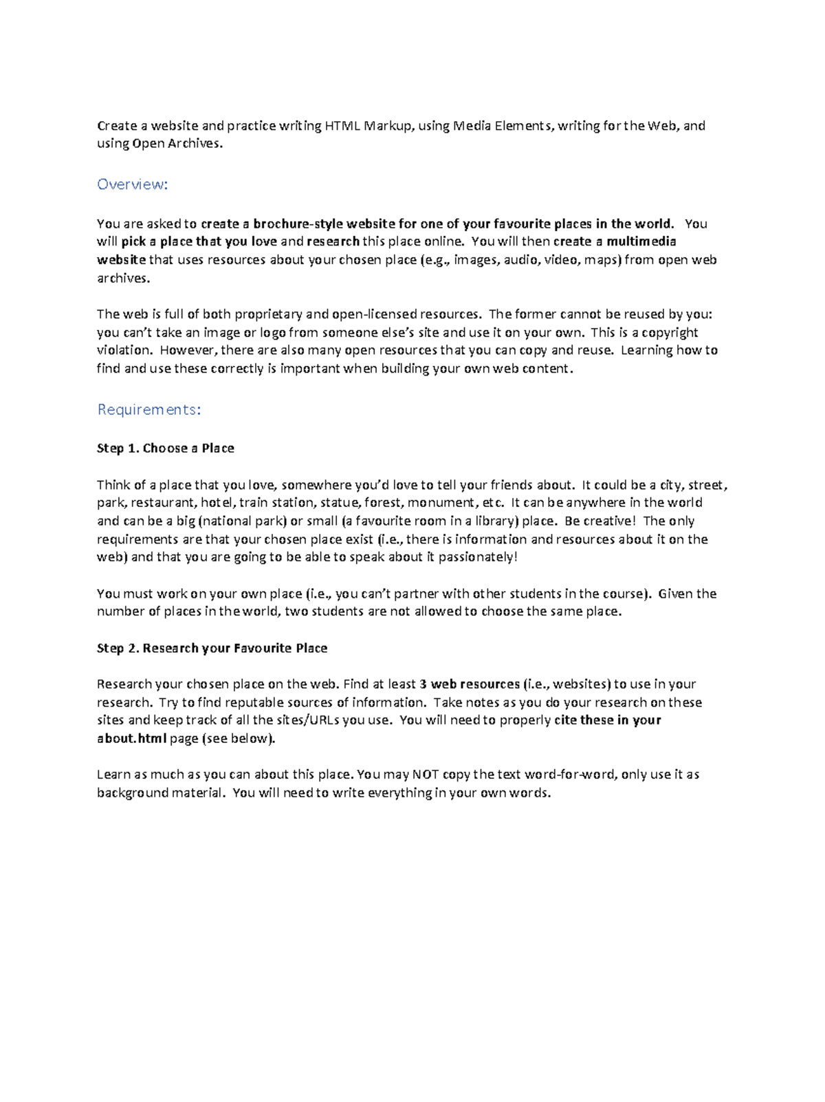 A3 - Practice material - Create a website and practice writing HTML ...