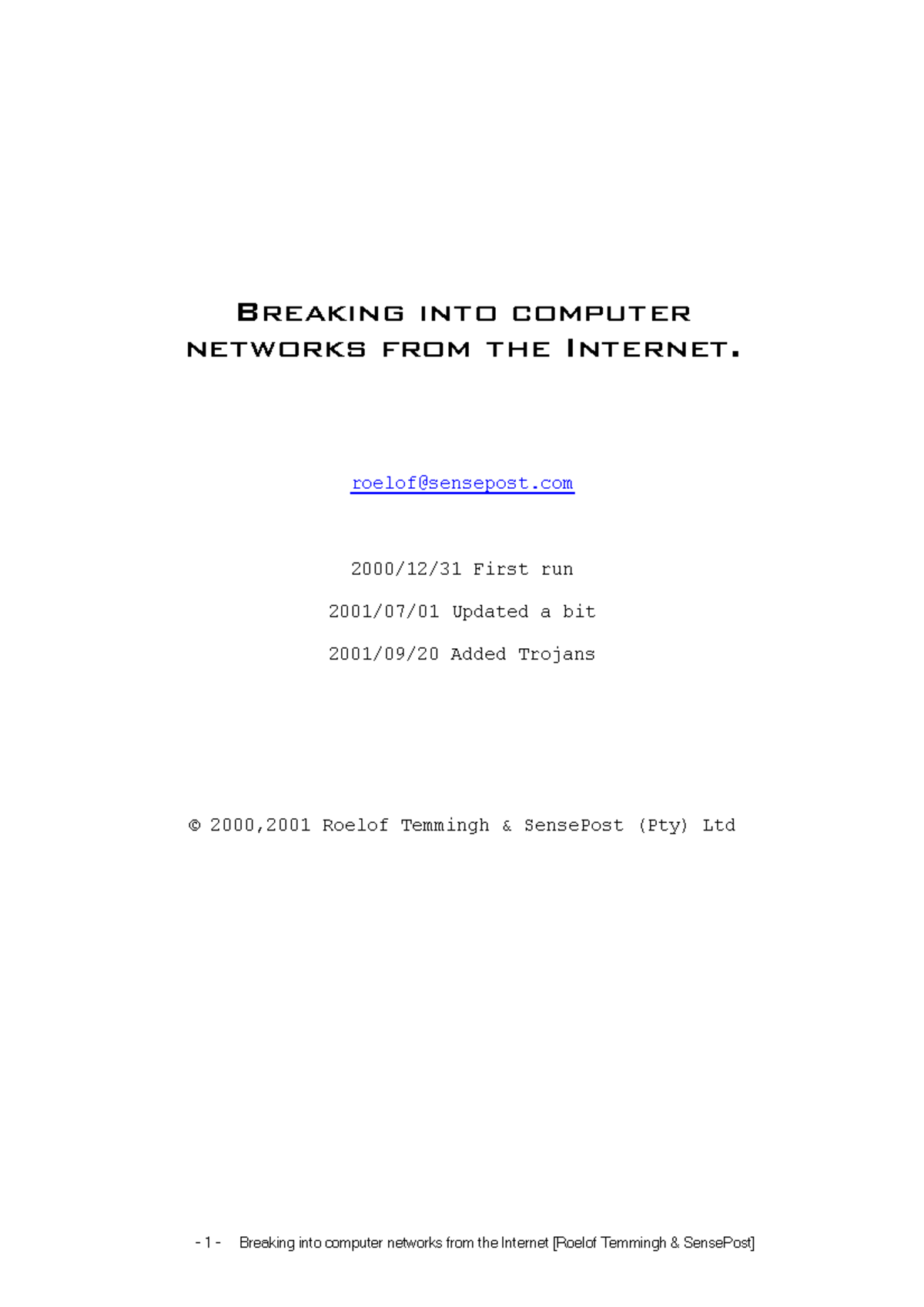 Hacking Guide v3.1 - Breaking into computer networks from the Internet ...