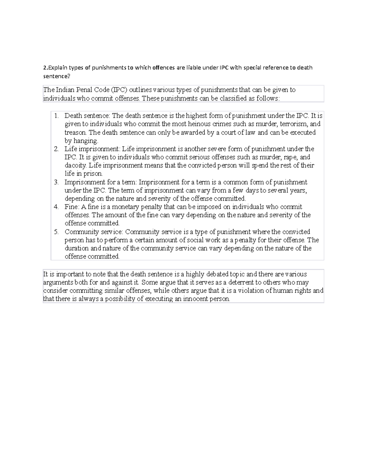 Document (35) - Study guide with question answer about Indian penal ...