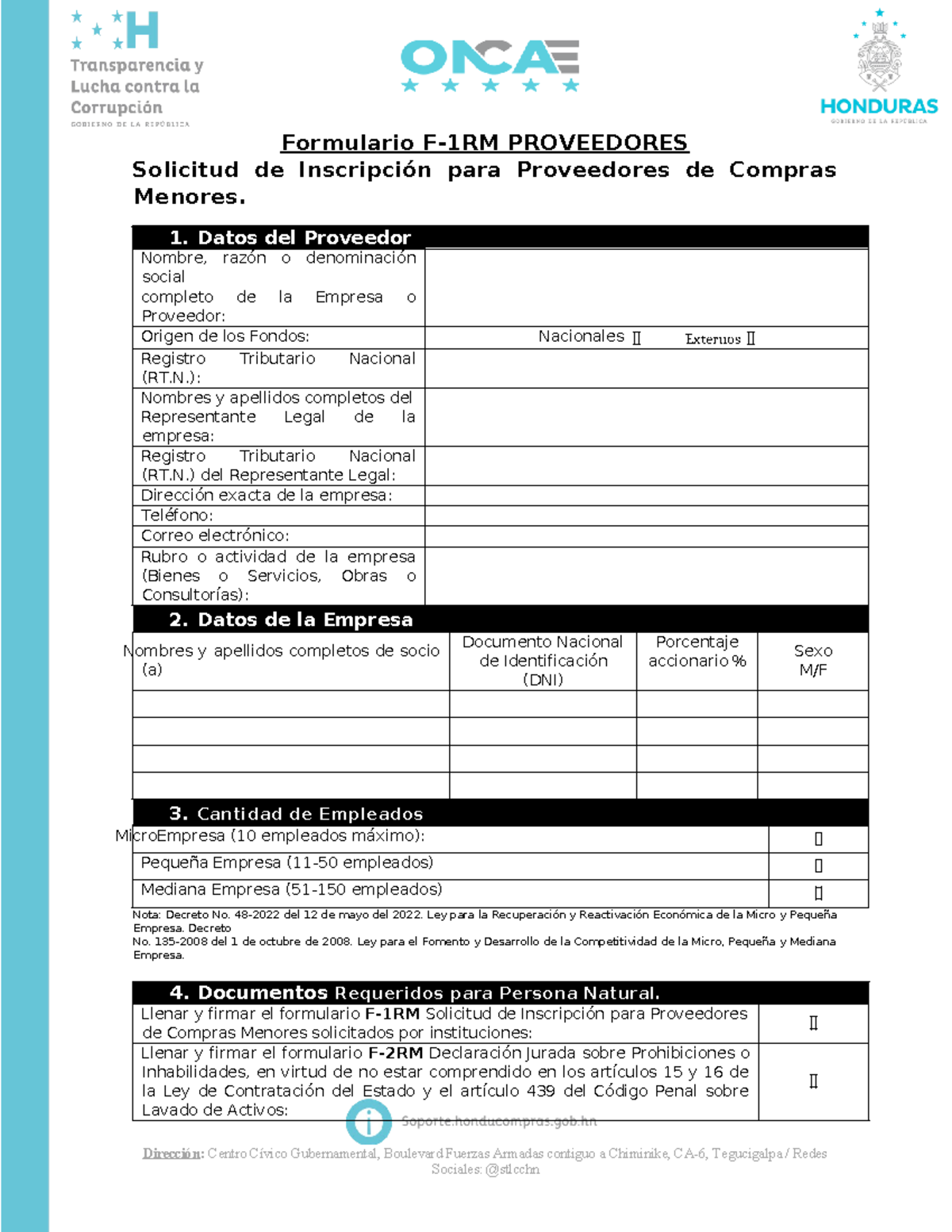Formulario F-1RM Mipyme - Formulario F-1RM PROVEEDORES Solicitud de ...