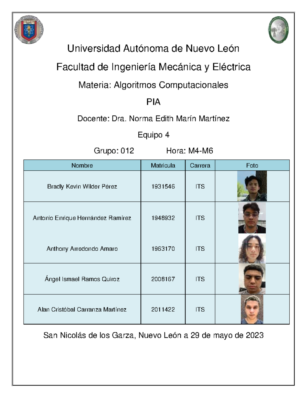 PIA Ensayo Eq4 - Universidad Autónoma de Nuevo León Facultad de Ingeniería Mecánica y Eléctrica ...
