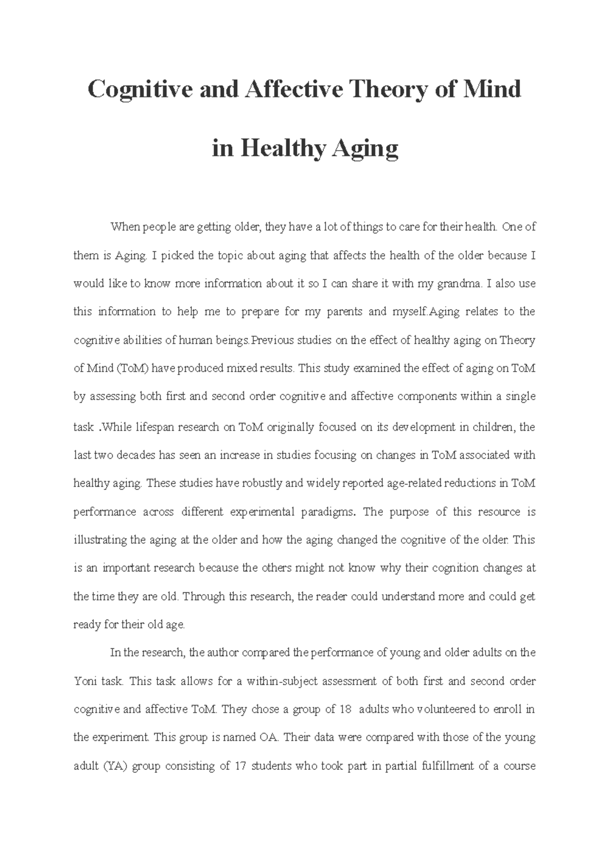 Cognitive and Affective Theory of Mind in Healthy Aging - Cognitive and ...