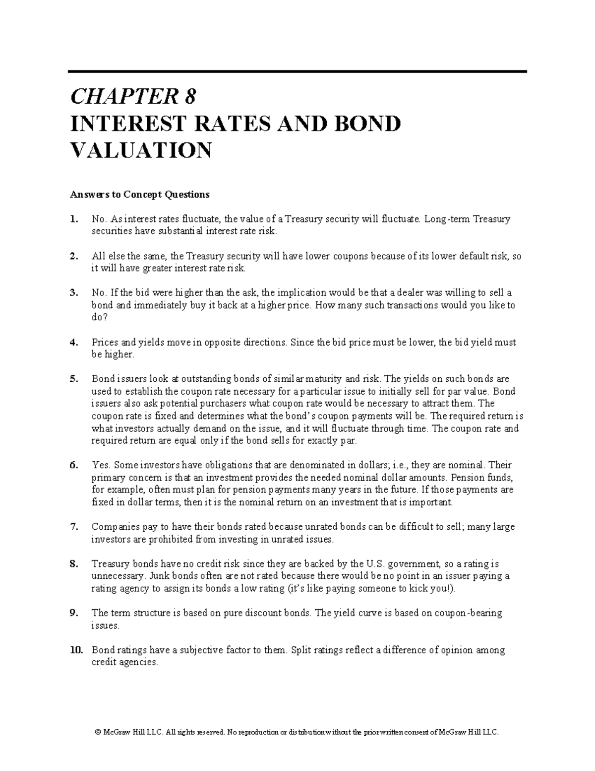 Chapter 8 solution - CHAPTER 8 INTEREST RATES AND BOND VALUATION ...