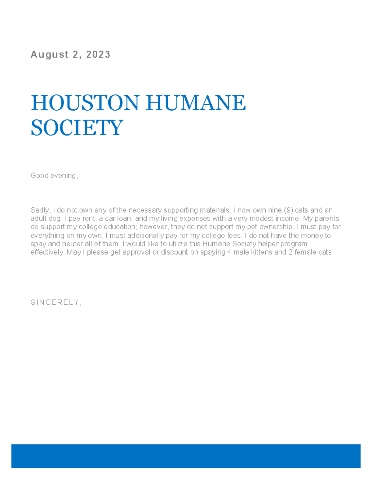 HHS letter - answers MICRO.do - August 2, 2023 HOUSTON HUMANE SOCIETY ...