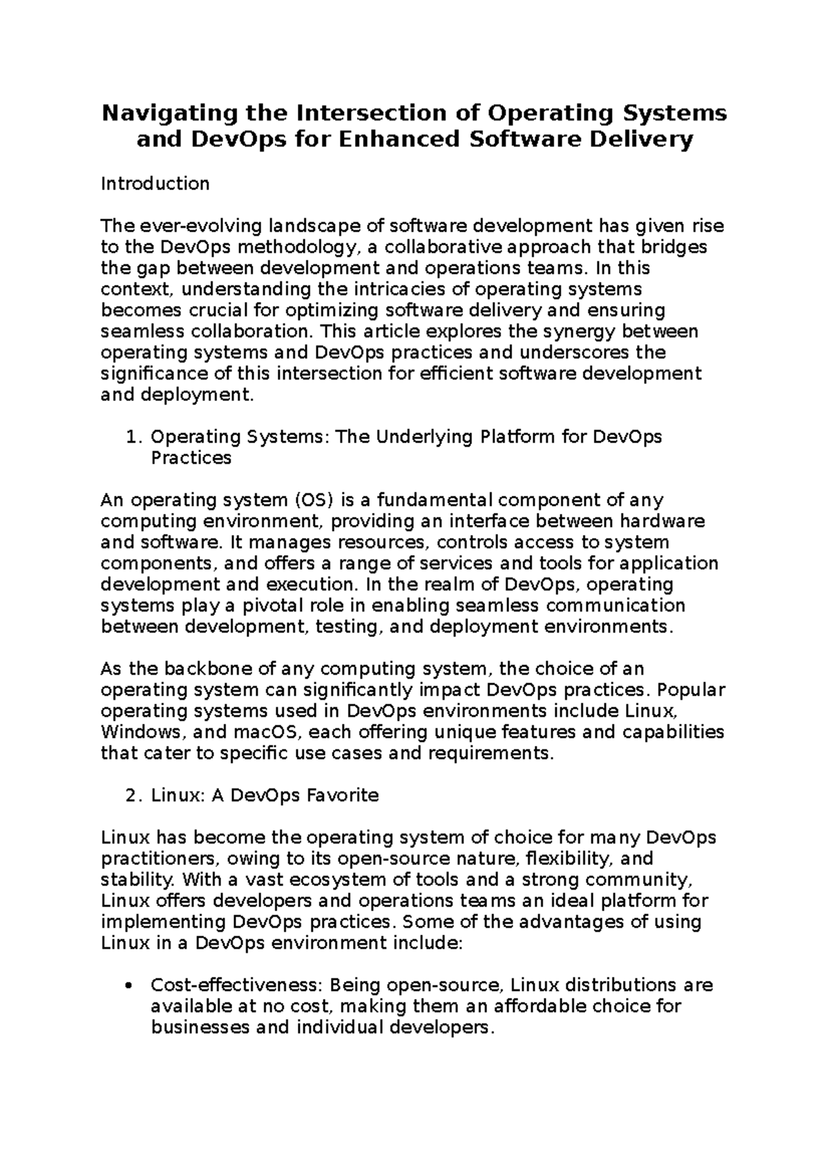 Navigating the Intersection of Operating Systems and Dev Ops for Enhanced Software Delivery ...