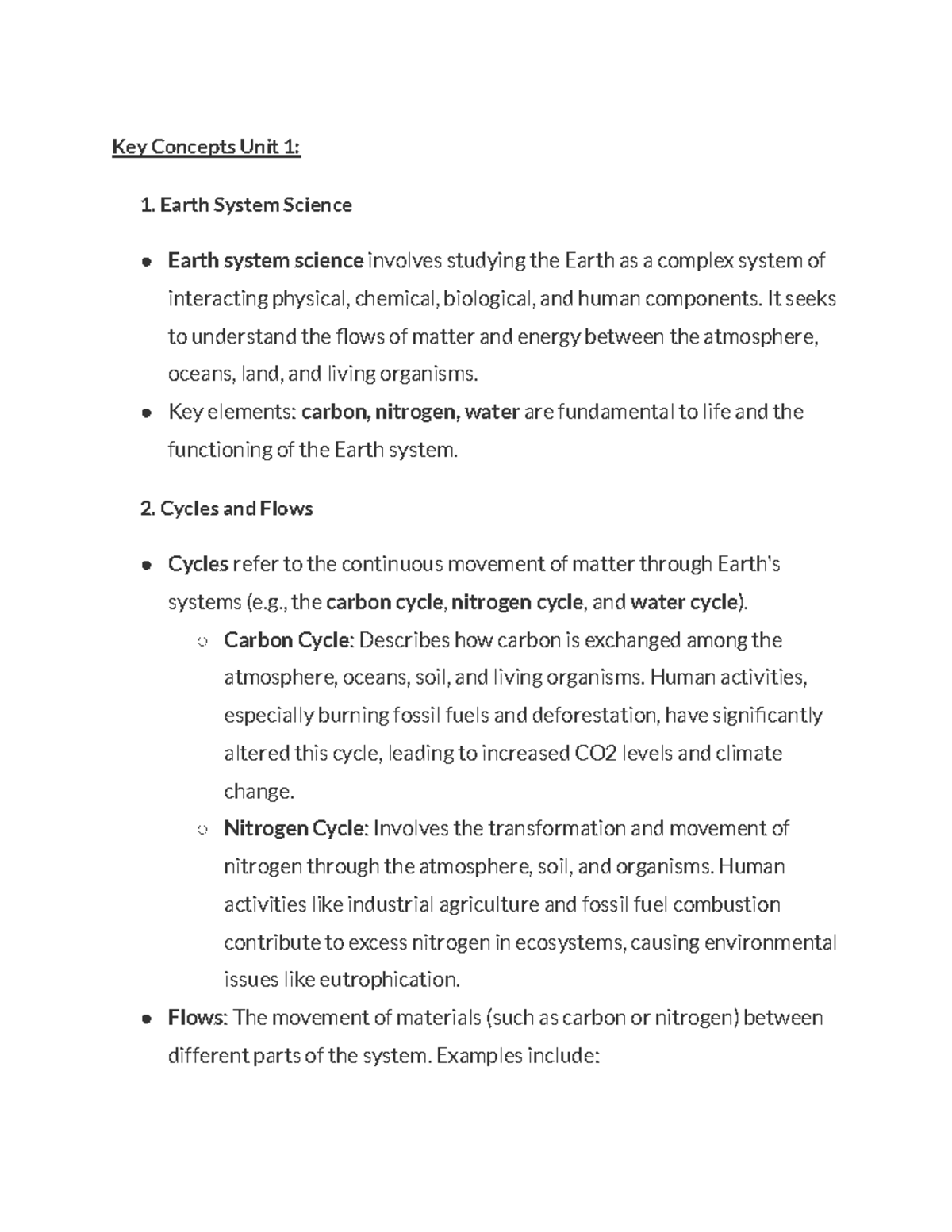 Geog1220 full course summary - Key Concepts Unit 1: 1. Earth System ...