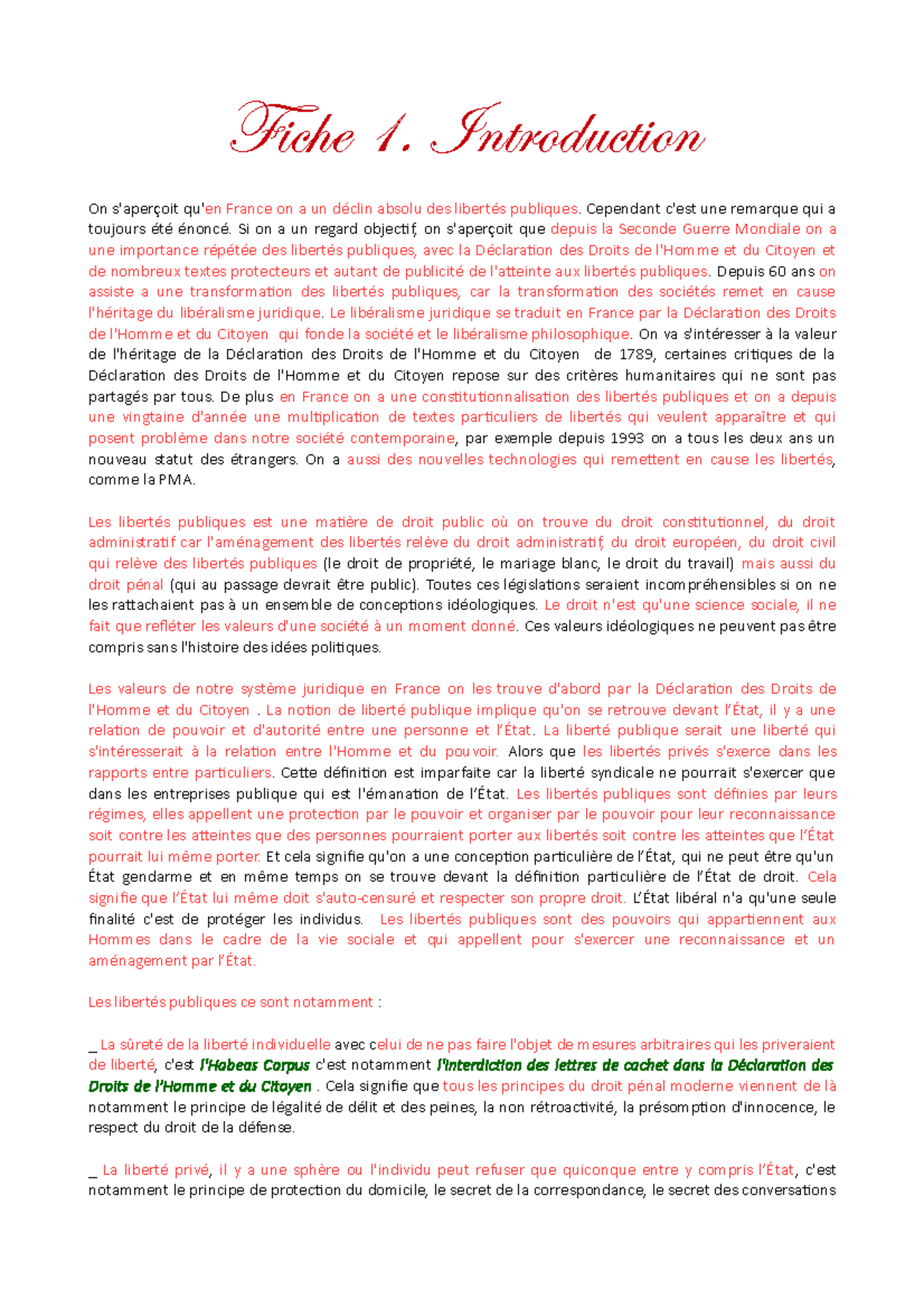 Fiche I LP -Introduction - Fiche 1. Introduction On s'aperçoit qu'en ...