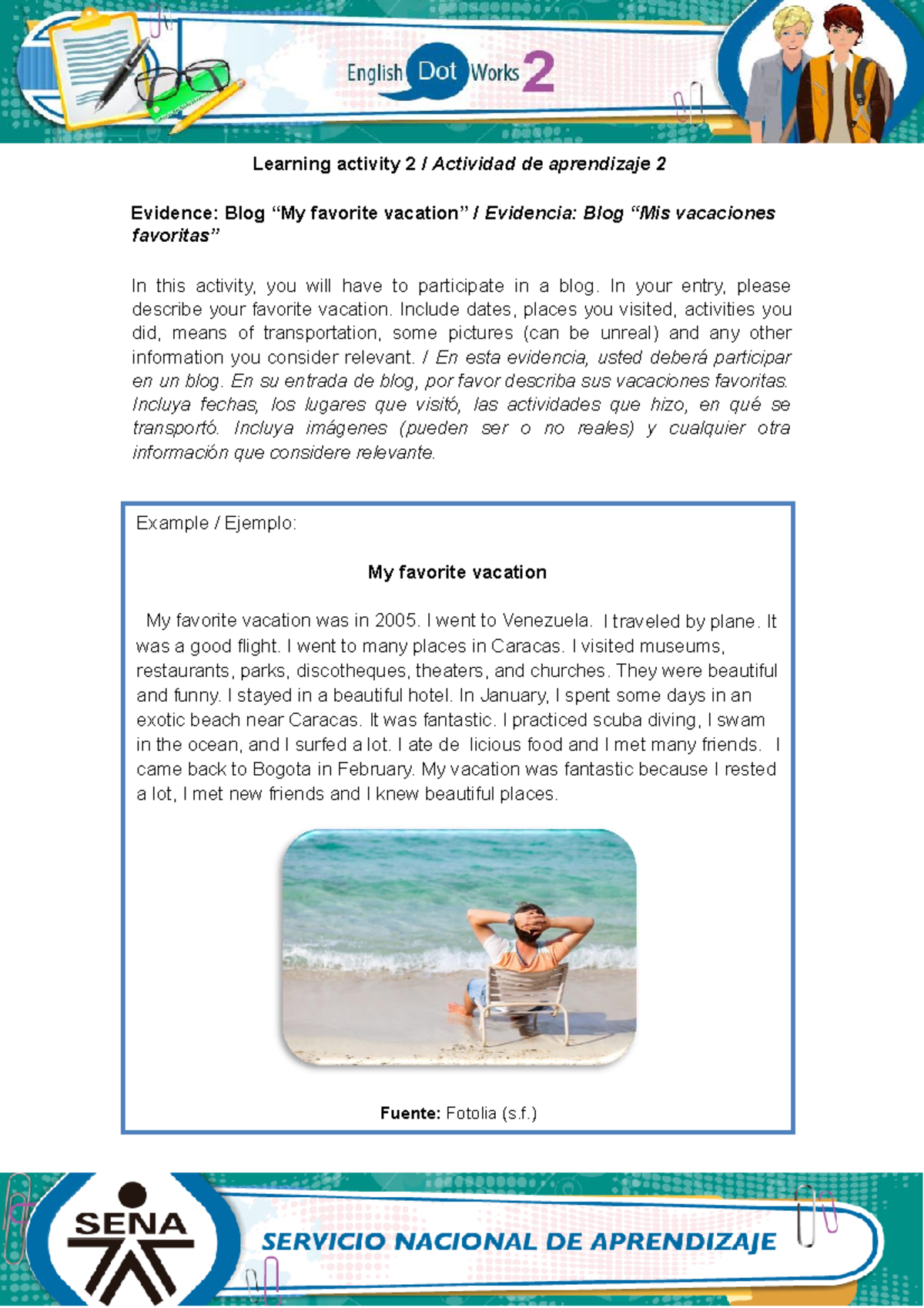 Evidence Blog My favorite vacation - Learning activity 2 / Actividad de ...