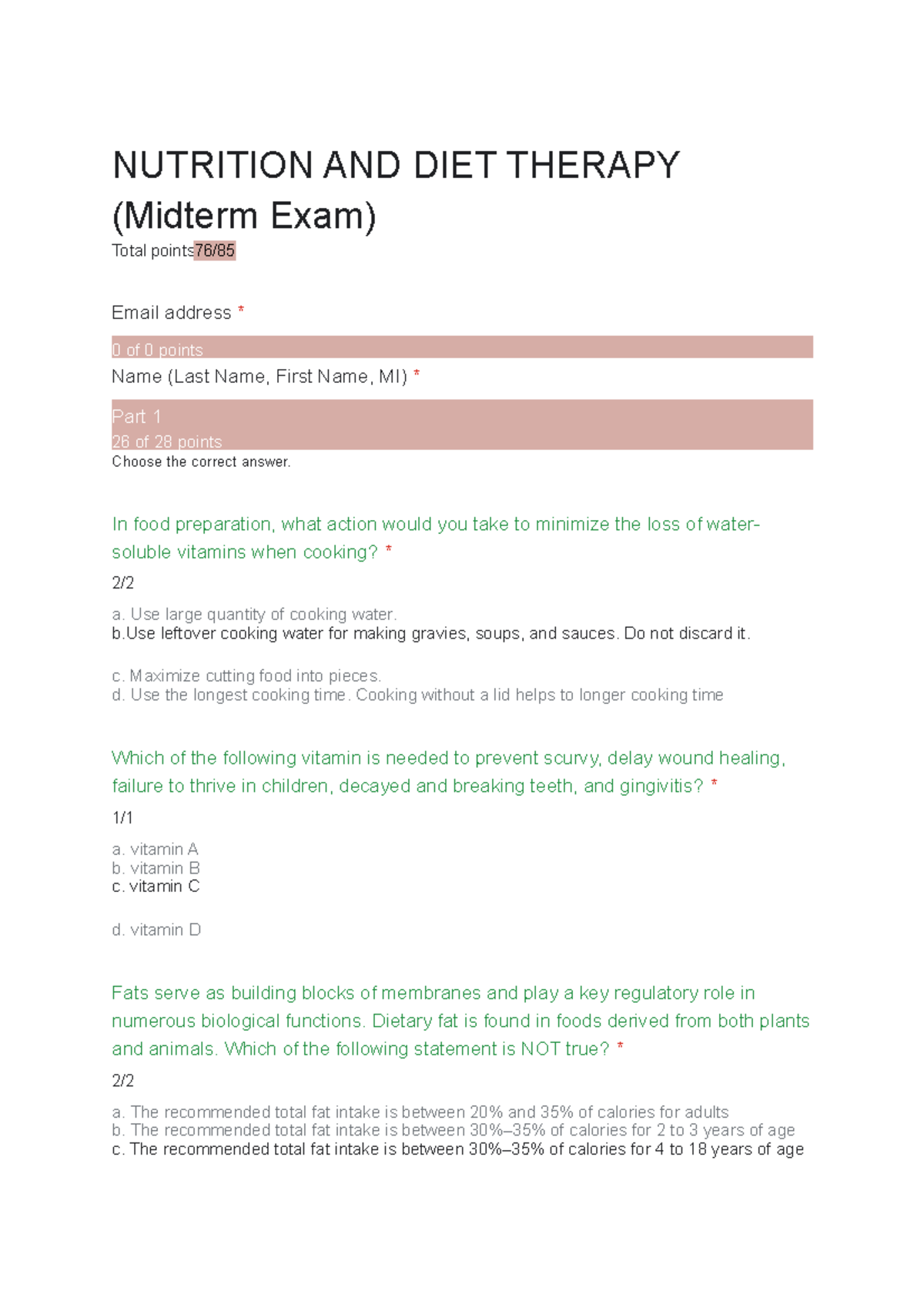 NDT-EXAM - NDT-EXAM - NUTRITION AND DIET THERAPY (Midterm Exam) Total ...