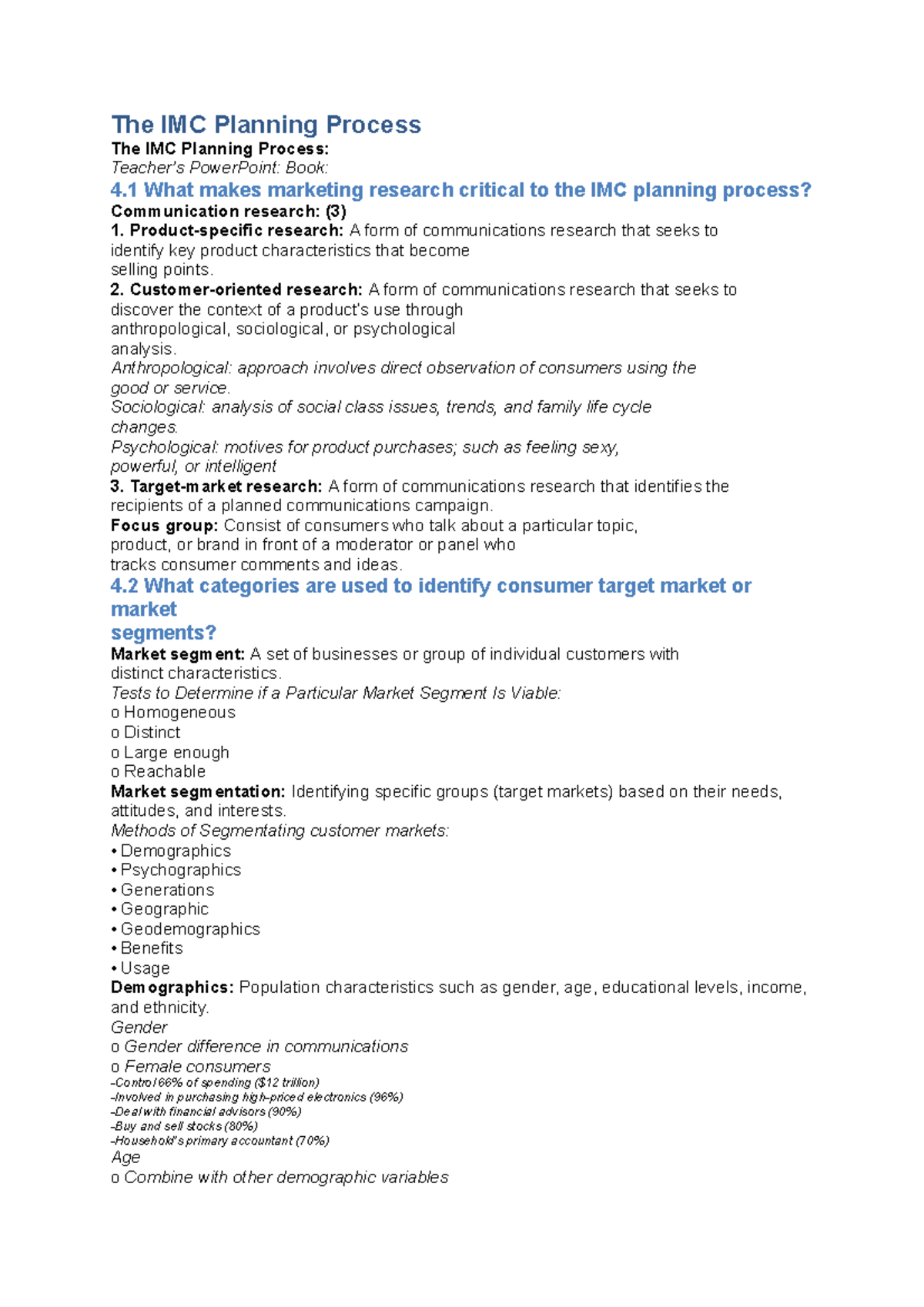 The IMC Planning Process - Product-specific research: A form of ...