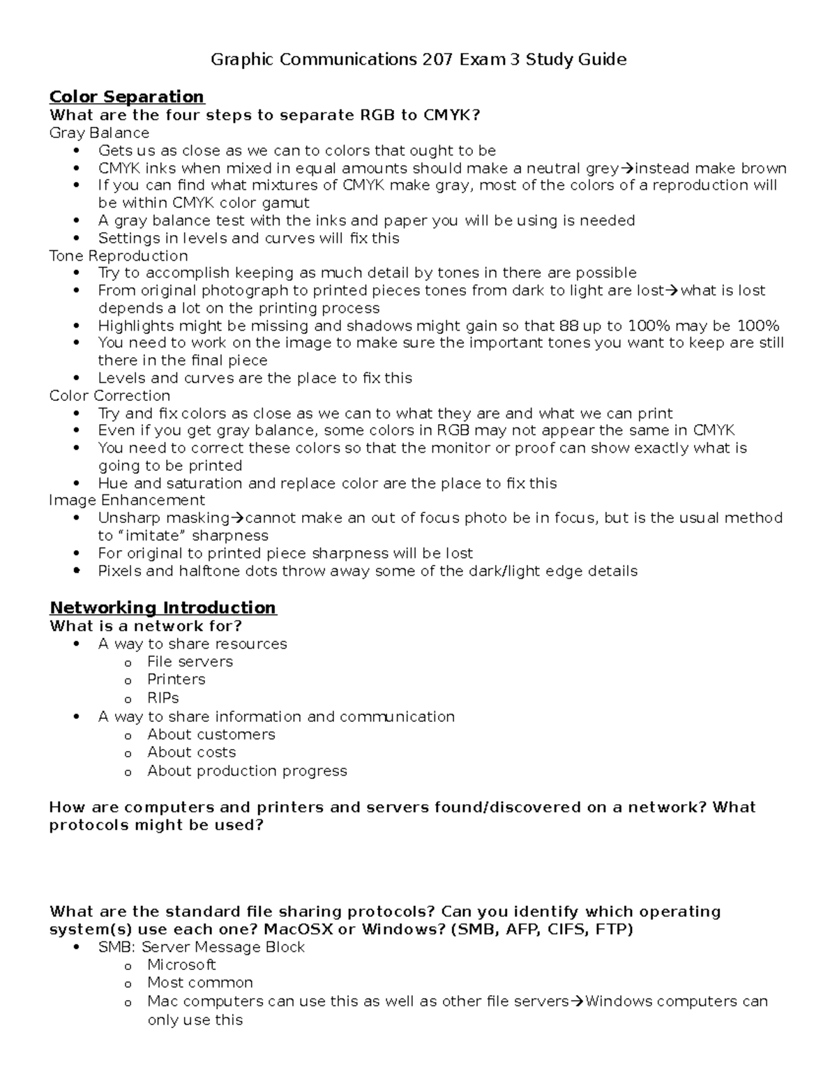 Graphic Communications 207 Exam 3 Study Guide - Graphic Communications ...